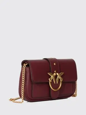 Pinko Love Bag One Mini Leather Crossbody Bag With Love Birds Logo - Ruby