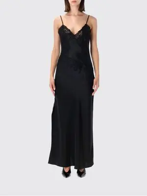 BY MALENE BIRGER Long Satin Slip Dress With V-neck And Lace Inserts