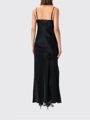 BY MALENE BIRGER Long Satin Slip Dress With V-neck And Lace Inserts
