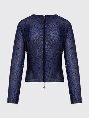 Giorgio Armani Long-sleeved Polyamide Evening Top With Rhinestones