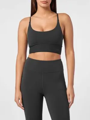 PLEIN SPORT Cropped Sports Bralette Top With Criss-cross Straps - Black