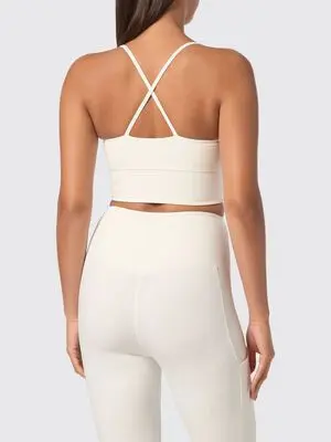 PLEIN SPORT Cropped Sports Bralette Top With Criss-cross Straps - White