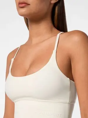 PLEIN SPORT Cropped Sports Bralette Top With Criss-cross Straps - White