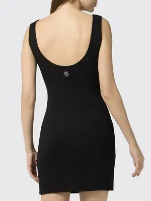 Philipp Plein Jersey Sheath Mini Dress With Sequins And Hexagon Logo