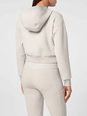 PLEIN SPORT Cropped Hooded Jersey Sweatshirt With Contrasting Logo