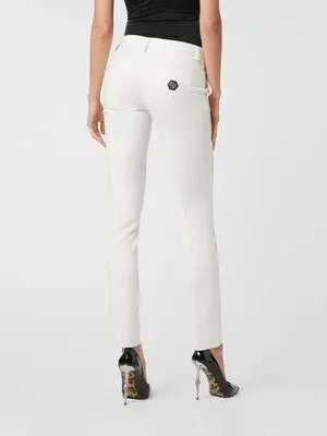 Philipp Plein Mid-rise Skinny Stretch Cady Trousers With Hexagon Logo