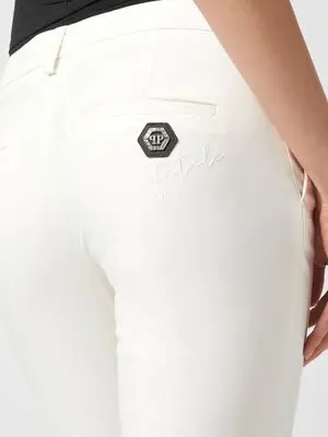 Philipp Plein Mid-rise Skinny Stretch Cady Trousers With Hexagon Logo