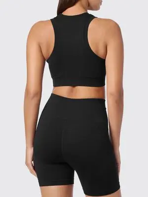 PLEIN SPORT Cropped Slim Fit Jersey Sports Top With Contrasting Logo
