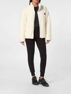 PLEIN SPORT Relaxed Fit Short Sports Jacket In Fleece With High Neck
