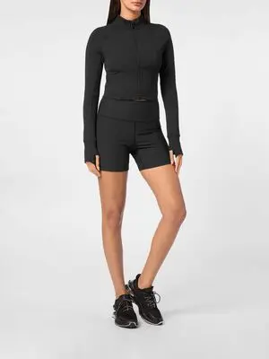 PLEIN SPORT Long-sleeve Jersey Sports Top With Zip Closure - Black