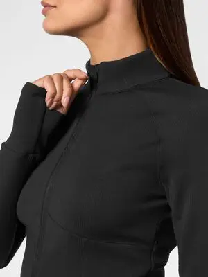 PLEIN SPORT Long-sleeve Jersey Sports Top With Zip Closure - Black