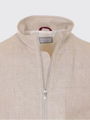 Brunello Cucinelli Zip-up Jacket With Stand Collar - Beige