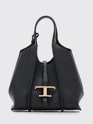 TOD'S Grained Calf Leather Shoulder Bag - Black
