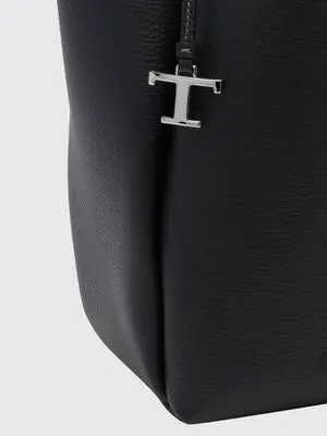 TOD'S Hammered Leather Bucket Bag With Double Handle And Charm - Black