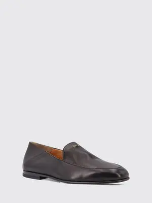 TOD'S Flat Smooth Leather Loafers With Metallic Logo