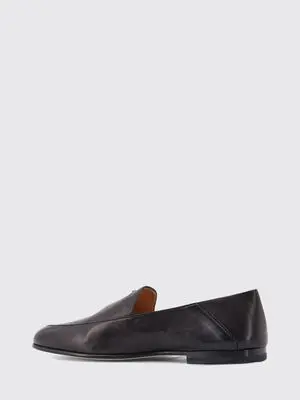 TOD'S Flat Smooth Leather Loafers With Metallic Logo