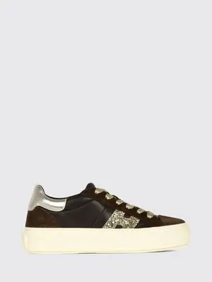 Hogan Crosswind Sneakers With Glitter Logo And Platform Sole - Brown