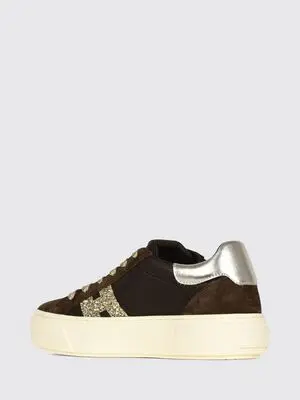 Hogan Crosswind Sneakers With Glitter Logo And Platform Sole - Brown