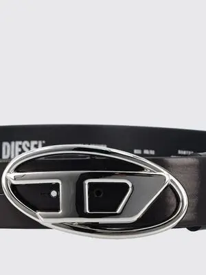 DIESEL® B-1dr Leather Belt With Oval D Logo Buckle