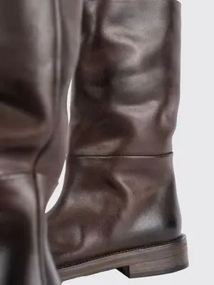 Marsèll Tubetto Calf-high Biker Boots In Distressed Leather With Round Toe