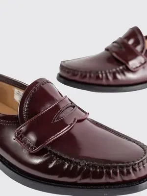 Thom Browne Calfskin Penny Loafers With Tri Flag Detail - Burgundy