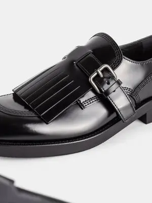Church's Brushed Calfskin Monk Strap Shoes With Fringes And Round Toe