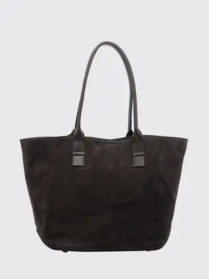 Hogan Address Suede Tote Bag With Charm And Removable Pouch - Brown