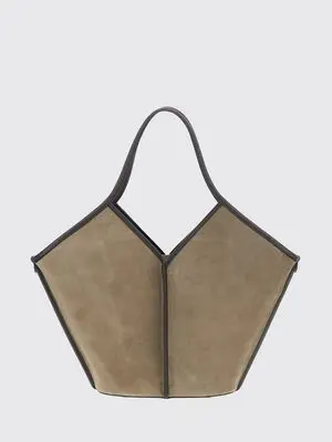 Hereu Calella Flared Suede Leather Tote Bag With Double Handle - Grey