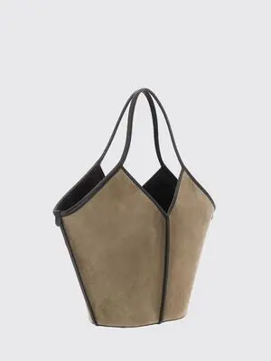 Hereu Calella Flared Suede Leather Tote Bag With Double Handle - Grey