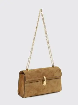 Savette Symmetry Suede Shoulder Bag With Double Metal Handle
