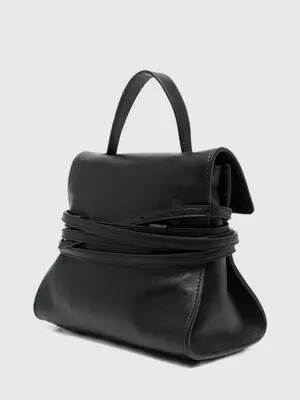 Moschino Tie Me Leather Mini Handbag - Black