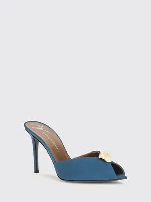 GIUSEPPE ZANOTTI Embellished Twill Mules With Crystals - Navy