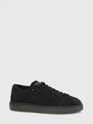Santoni Low-top Suede Calfskin Sneakers With Embossed Logo