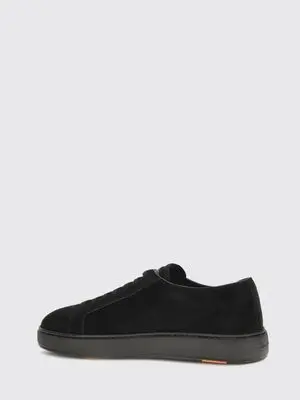 Santoni Low-top Suede Calfskin Sneakers With Embossed Logo