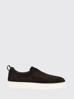 Santoni Victory Suede Calfskin Slip-on Sneakers With Elasticized Inserts