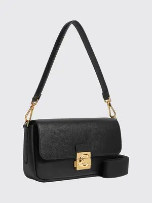 COCCINELLE C-me Lock Hammered Leather Shoulder Bag - Black