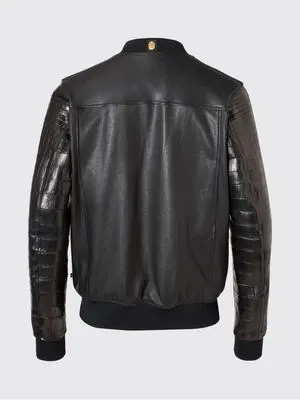 BILLIONAIRE Crocodile And Nappa Leather Bomber Jacket With Snap Buttons