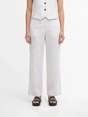 Barbour Sloane Striped Straight-leg Cotton-blend Trousers