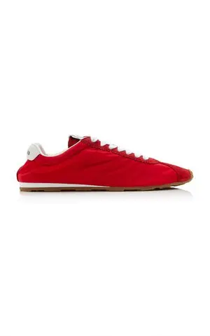 Miu Miu Nylon Suede Lace-up Sneakers - Red