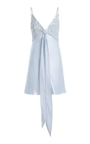 WIEDERHOEFT Bias Satin Mini Slip Dress - Blue