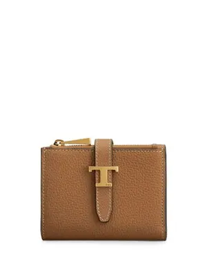 TOD`S Leather Wallet With Strap And Mini T Timeless Accessory - Brown