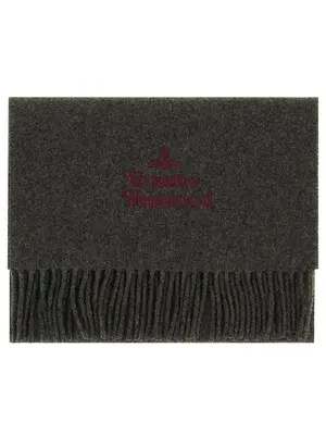 VIVIENNE WESTWOOD Embroidered Wool Scarf - Grey