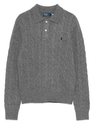 Polo Ralph Lauren Cable Knit Wool And Cashmere Polo Shirt