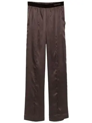 TOM FORD Silk Satin Pyjama Style Pants - Brown