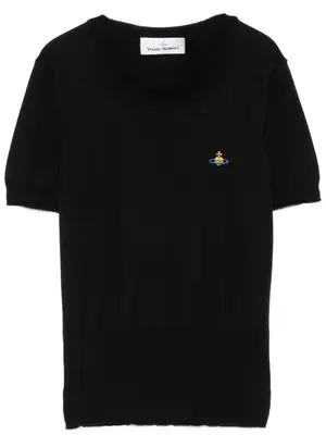 VIVIENNE WESTWOOD Bea Short Sleeve Top With Orb Embroidery - Black