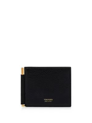 TOM FORD Wallet With Cash Clip In Flower Leather - Black