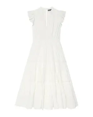 Mint Velvet Cotton Tiered Maxi Dress With Crochet Detailing