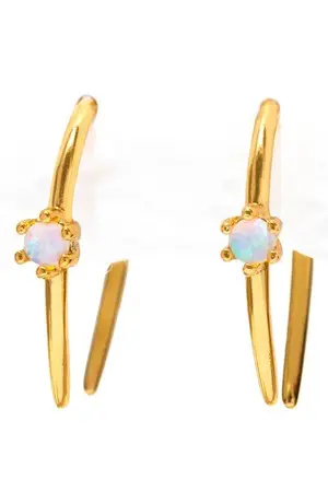 GIRLS CREW Imitation Opal Hoop Earrings - Gold