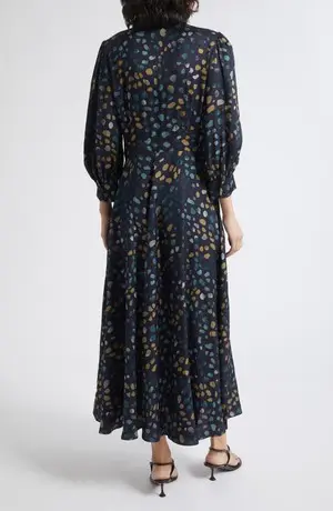 Marella Painted Spot Tie Neck Midi Dress