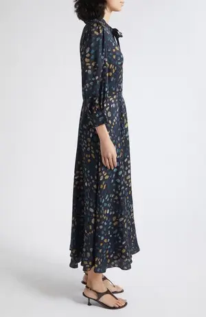 Marella Painted Spot Tie Neck Midi Dress